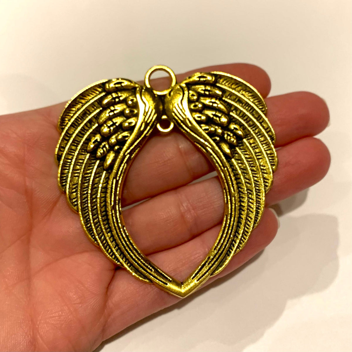 Angel Wings Connector Pendant - XL - Antique Gold – Findings On Meadow Lane